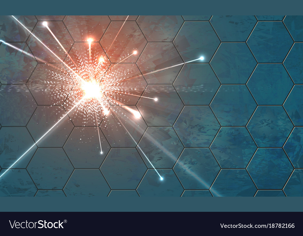 Explosion on a background with hexagons Royalty Free Vector