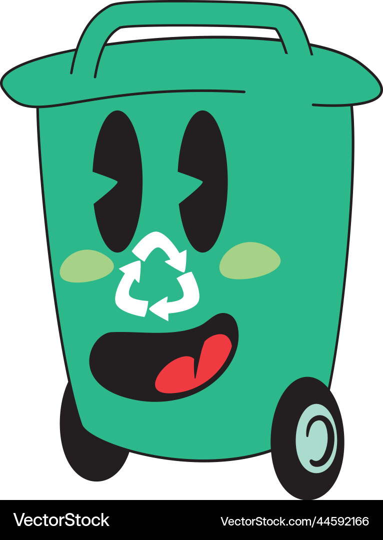 Flat happy trash bin Royalty Free Vector Image