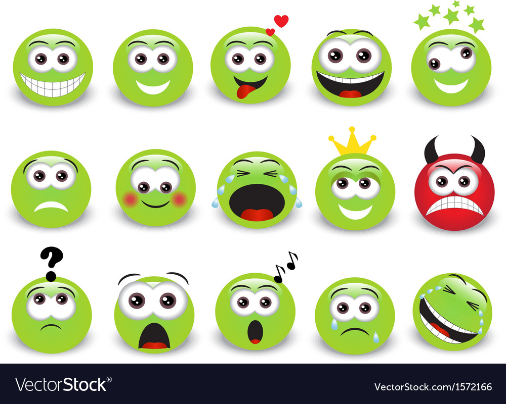 Green emoticons Royalty Free Vector Image - VectorStock