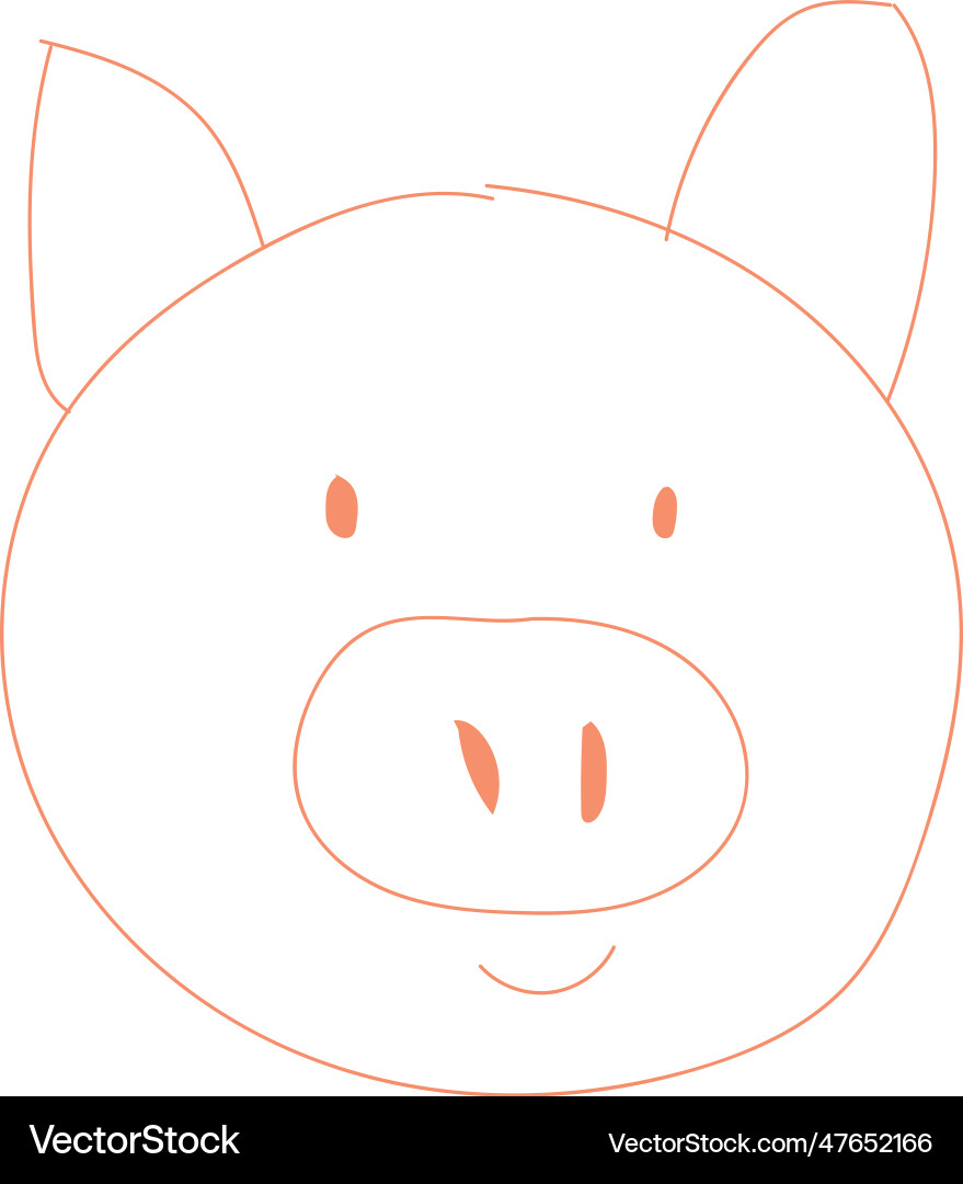 Isolated colored cute pig avatar kid sketch Vector Image