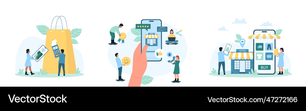 Mobile phone app for shopping and contactless Vector Image