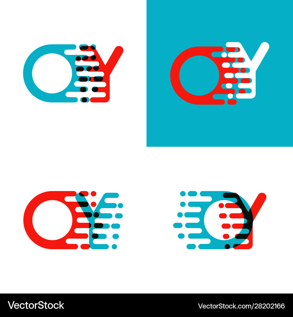 Oy letters logo with accent speed in red and blue Vector Image
