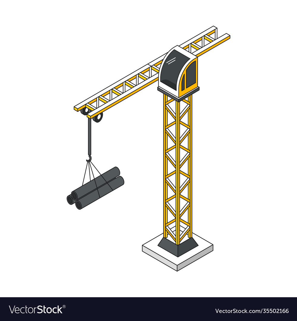 Pillar crane isometric composition Royalty Free Vector Image