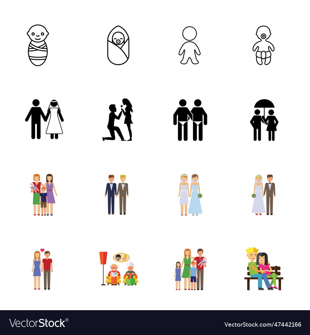 Relatives icon set Royalty Free Vector Image - VectorStock