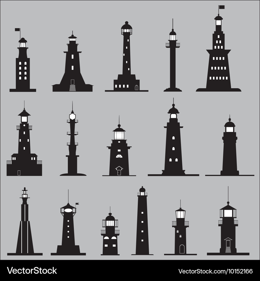 Set icons of lighthouses Royalty Free Vector Image