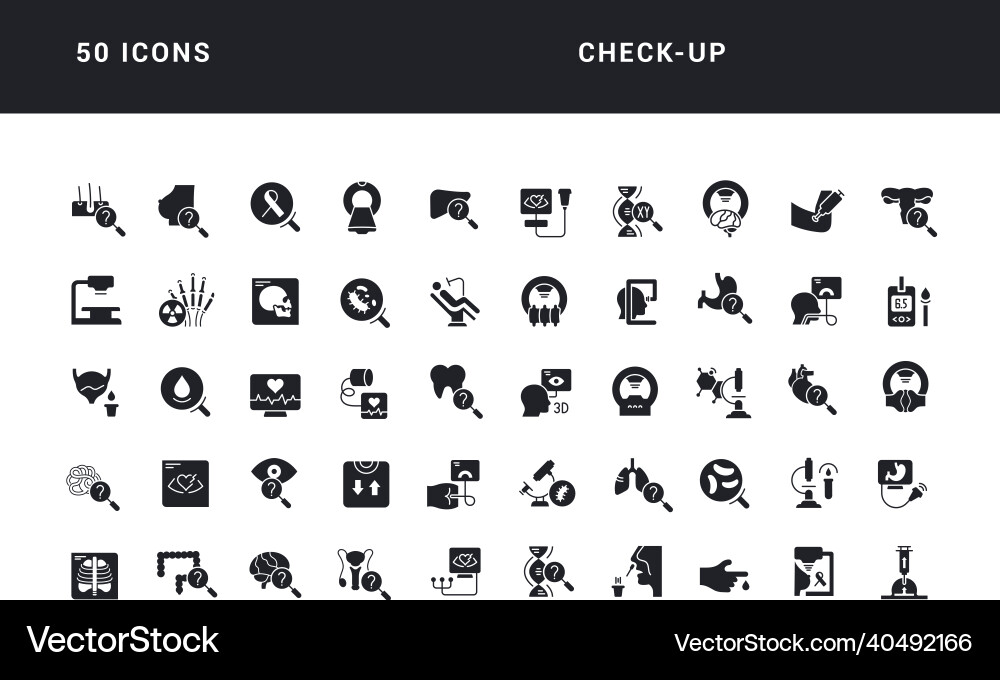 Set of simple icons check-up Royalty Free Vector Image