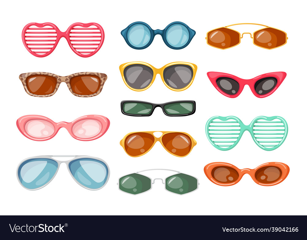 Set of sunglasses summer accessories for eye Vector Image