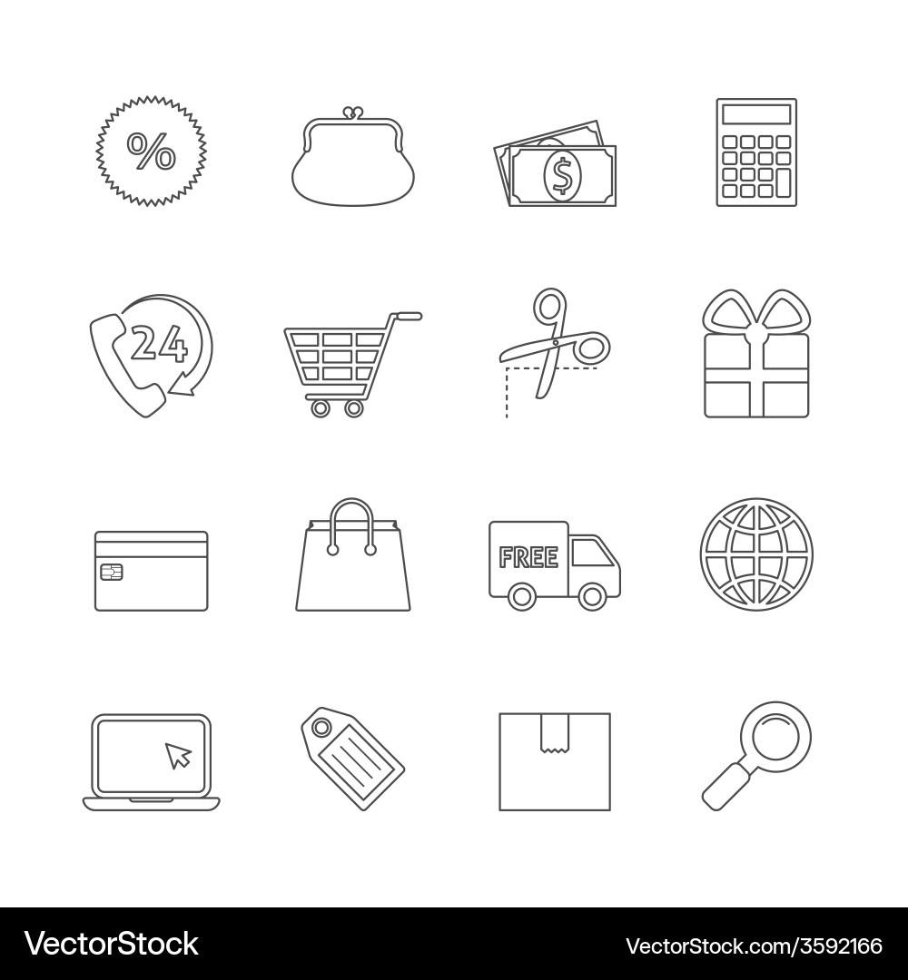 Shopping thin line icons Royalty Free Vector Image