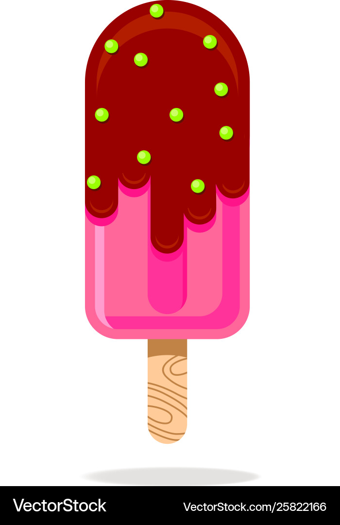 Sweet refreshing pink eskimo on wood stick Vector Image