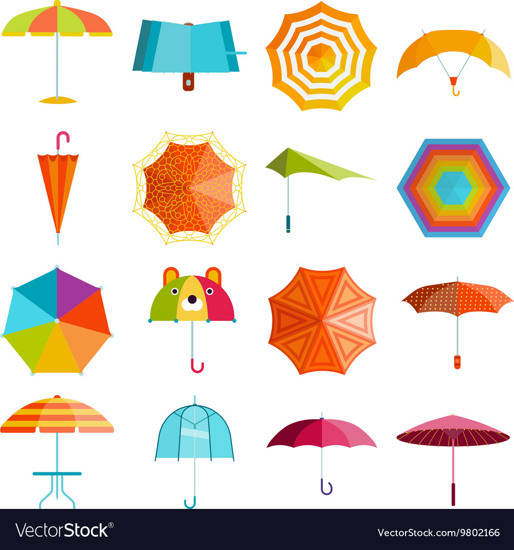Umbrella set Royalty Free Vector Image - VectorStock