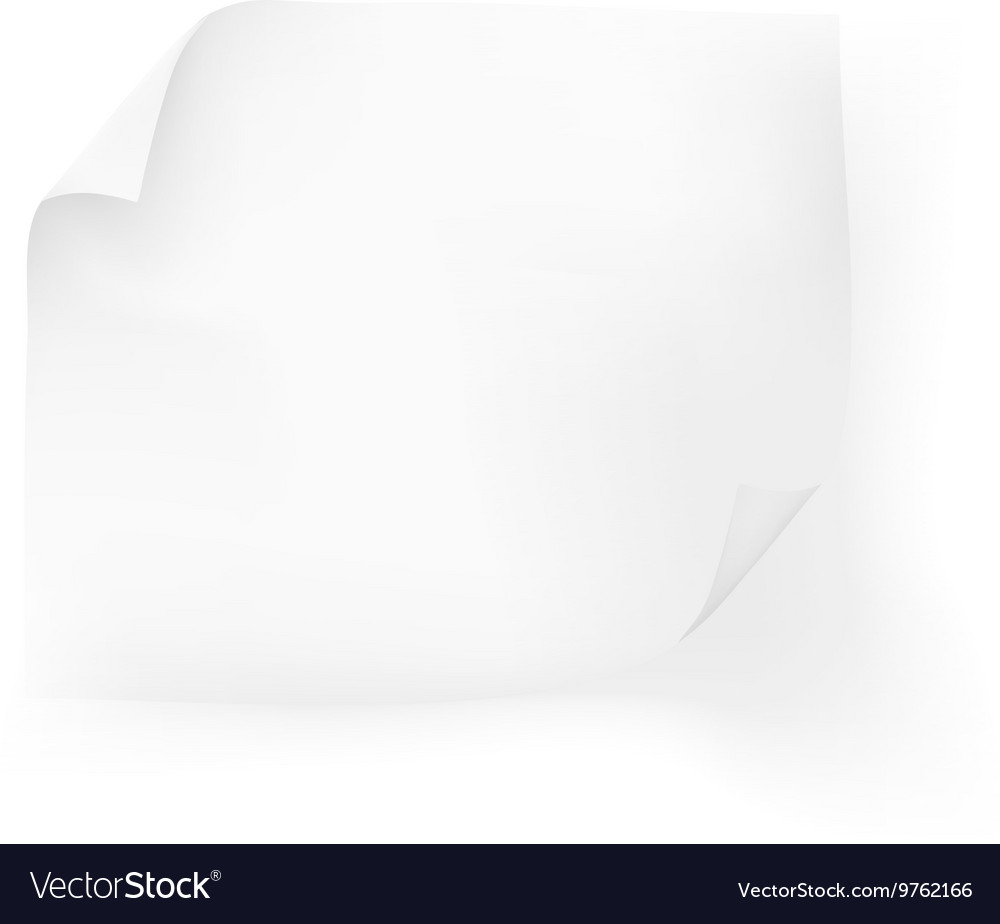 White paper sheet with curved corners Royalty Free Vector
