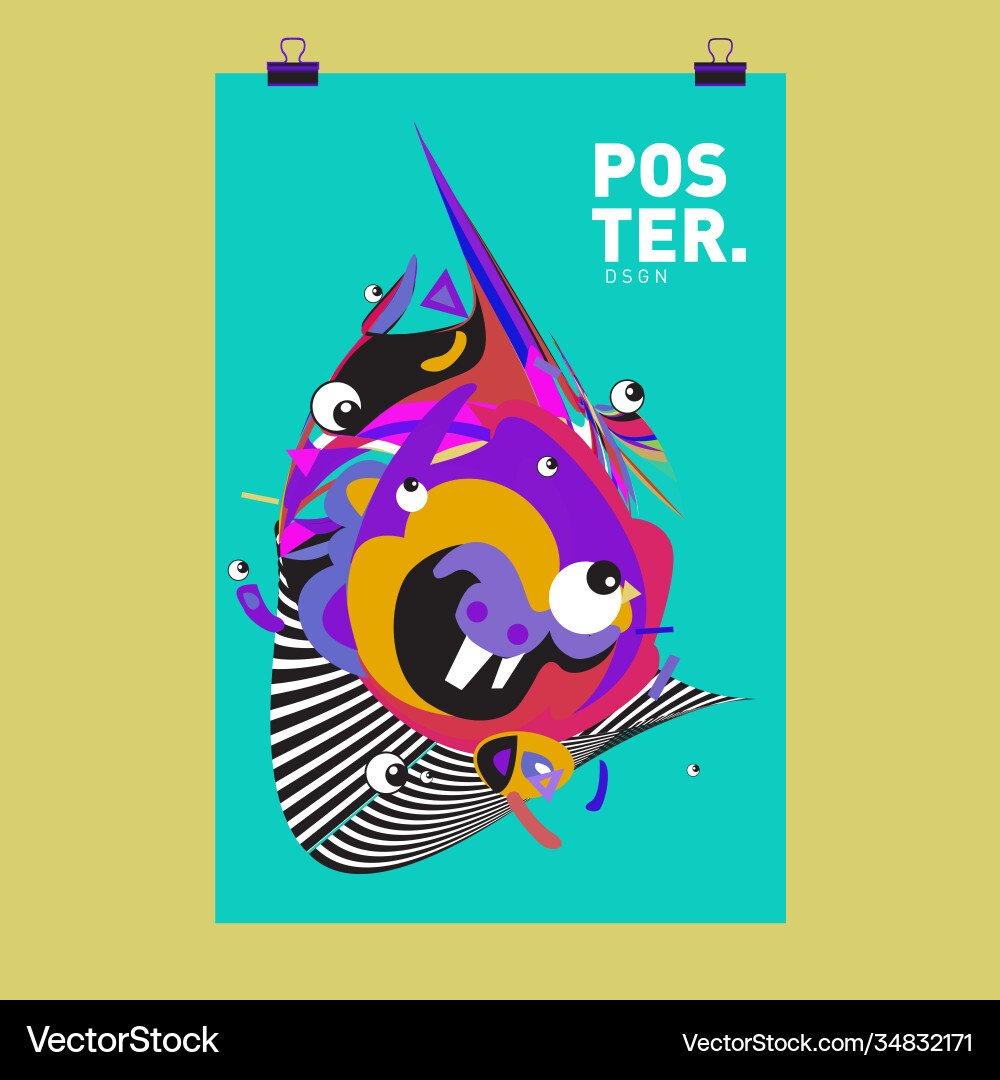 Abstract colorful cartoon character cover Vector Image