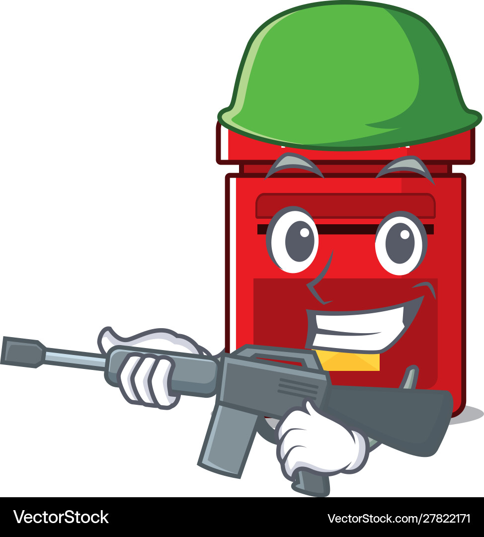 Army happy mailbox in with cartoon cute Royalty Free Vector