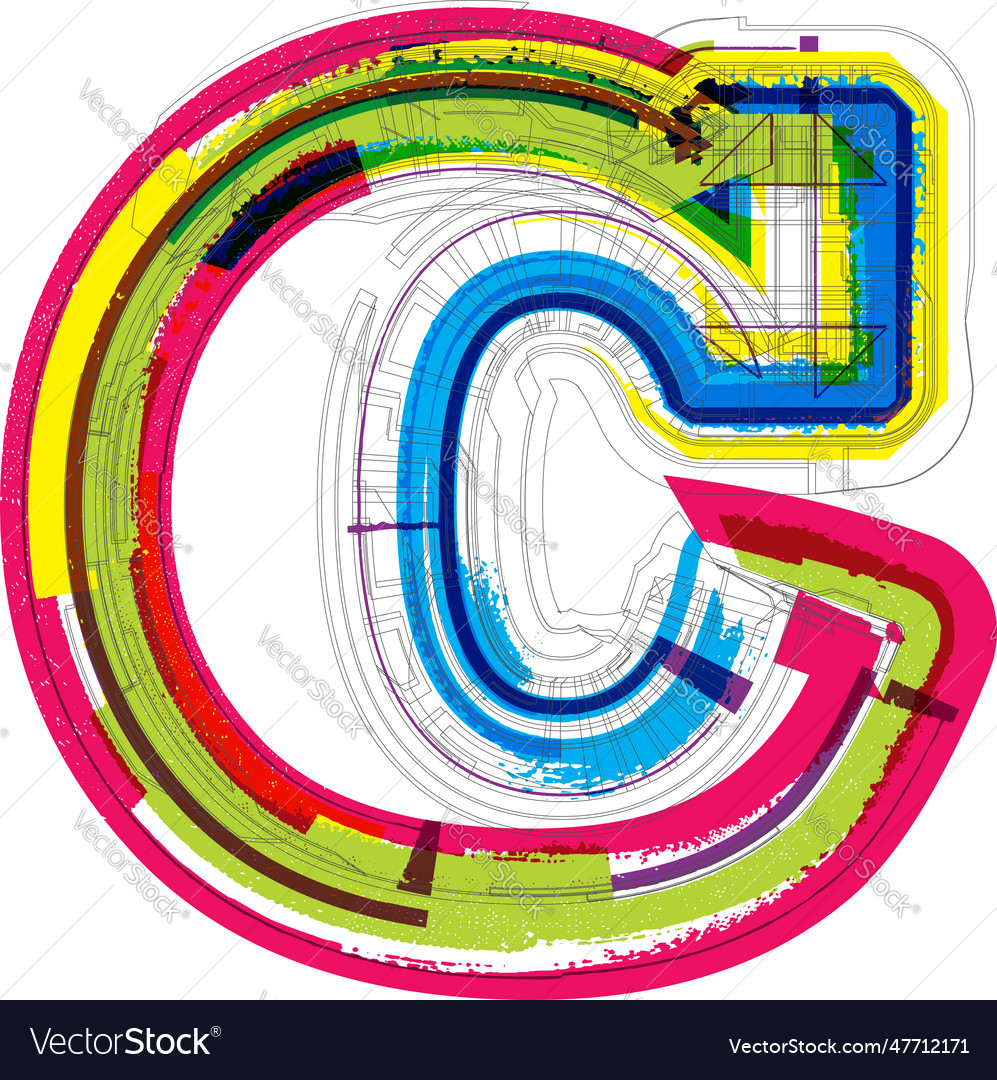 Art sketched fonts uppercase symbols letter c Vector Image
