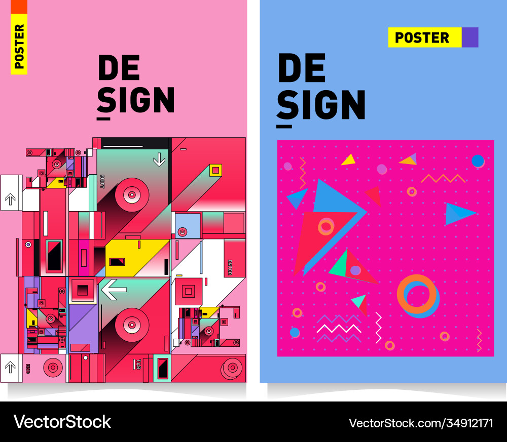 Colorful geometric poster and cover design Vector Image