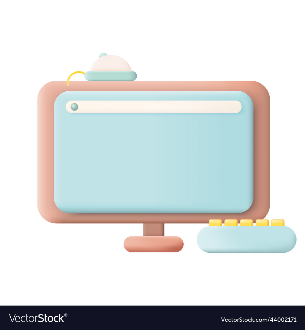 Computer set 3d icon on white background empty Vector Image