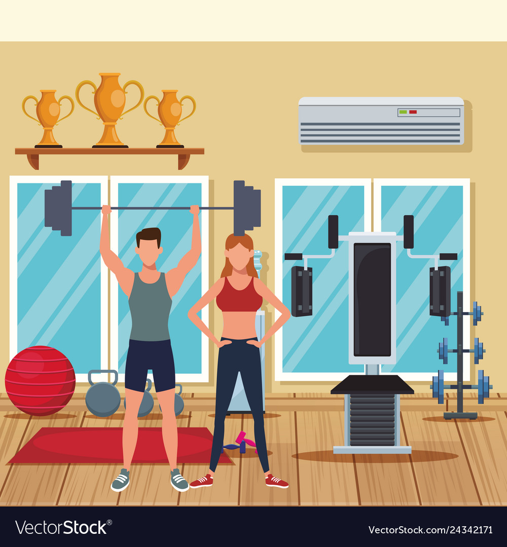 Couple working out Royalty Free Vector Image - VectorStock