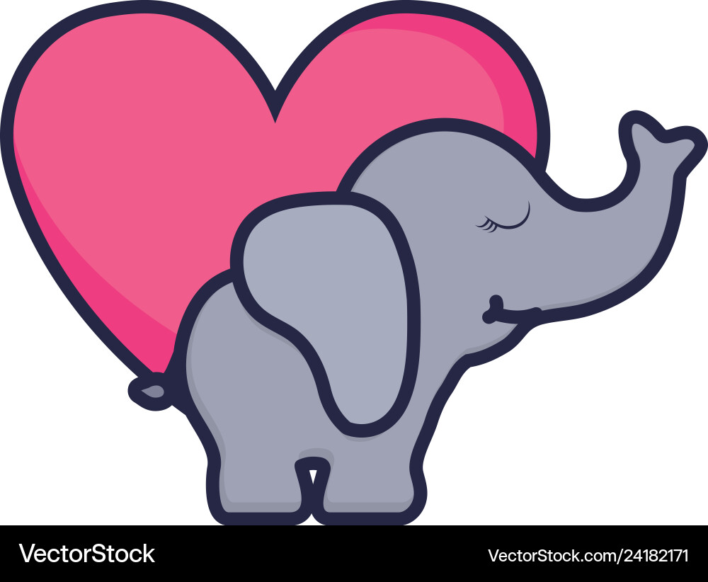 Cute and little elephant with heart Royalty Free Vector