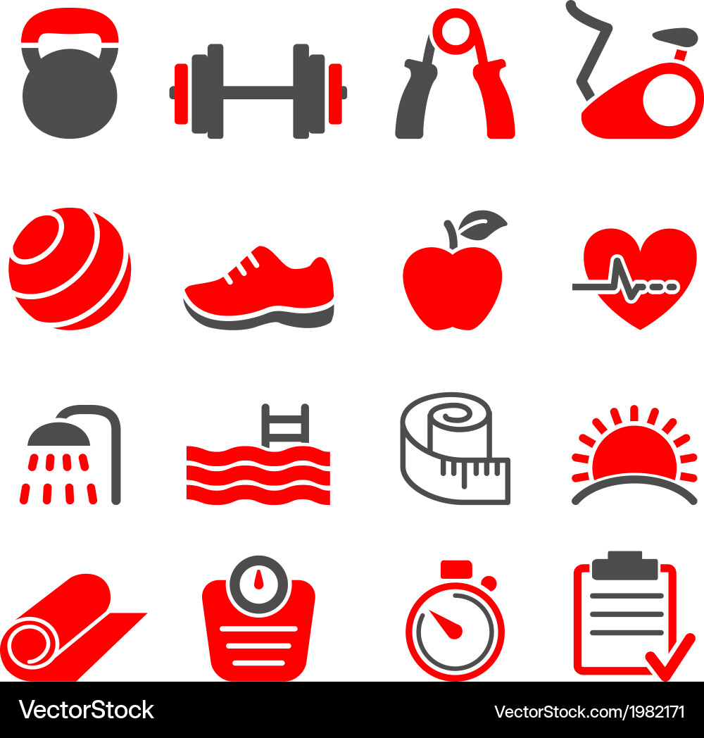 Fitness club icons set Royalty Free Vector Image
