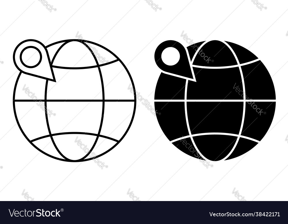 Globe with checkpoint mark navigation on map Vector Image
