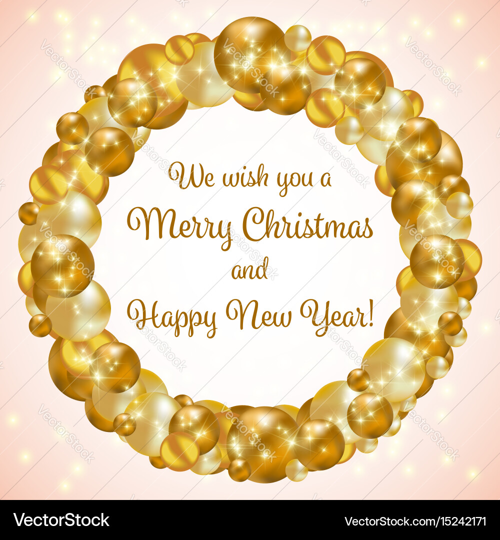Gold christmas wreath Royalty Free Vector Image