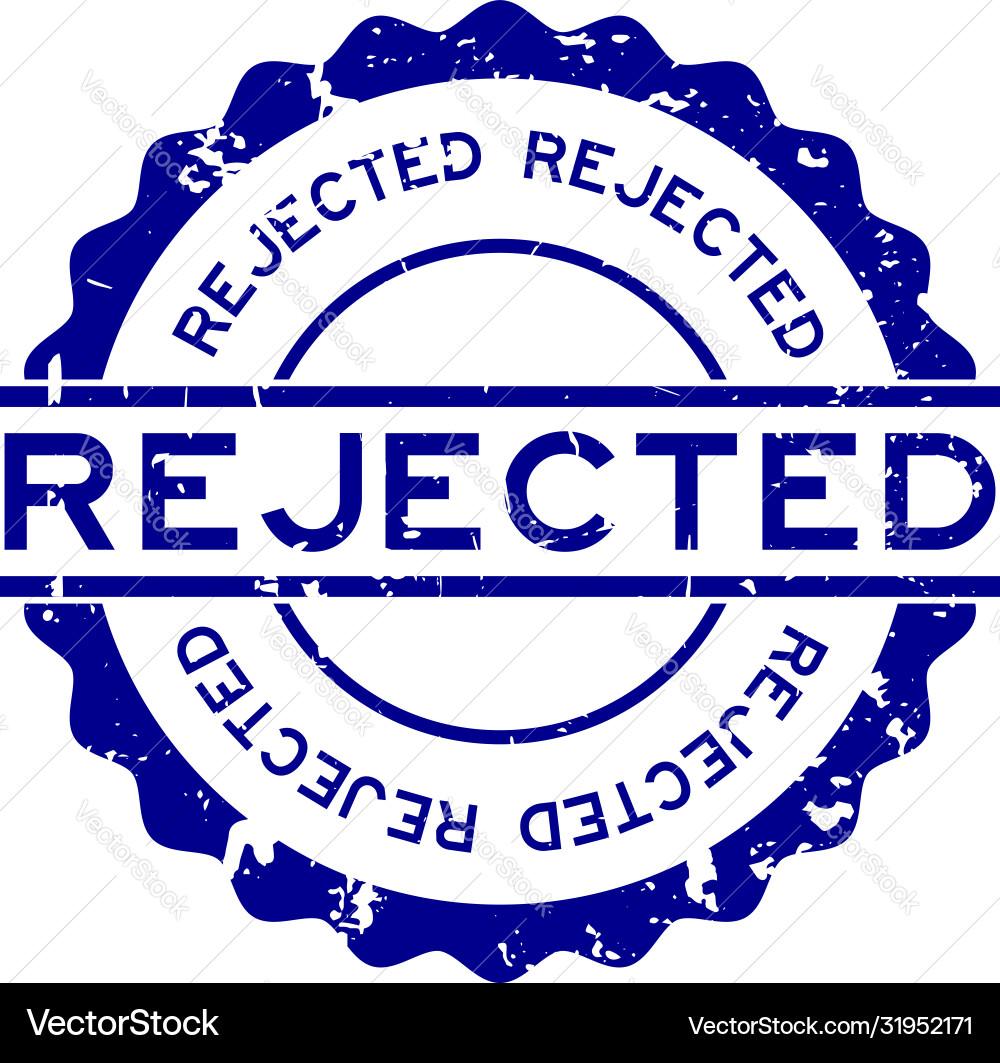 Grunge blue rejected word round rubber seal stamp Vector Image