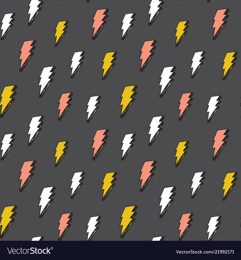 Lightning seamless pattern hand drawn sketched Vector Image