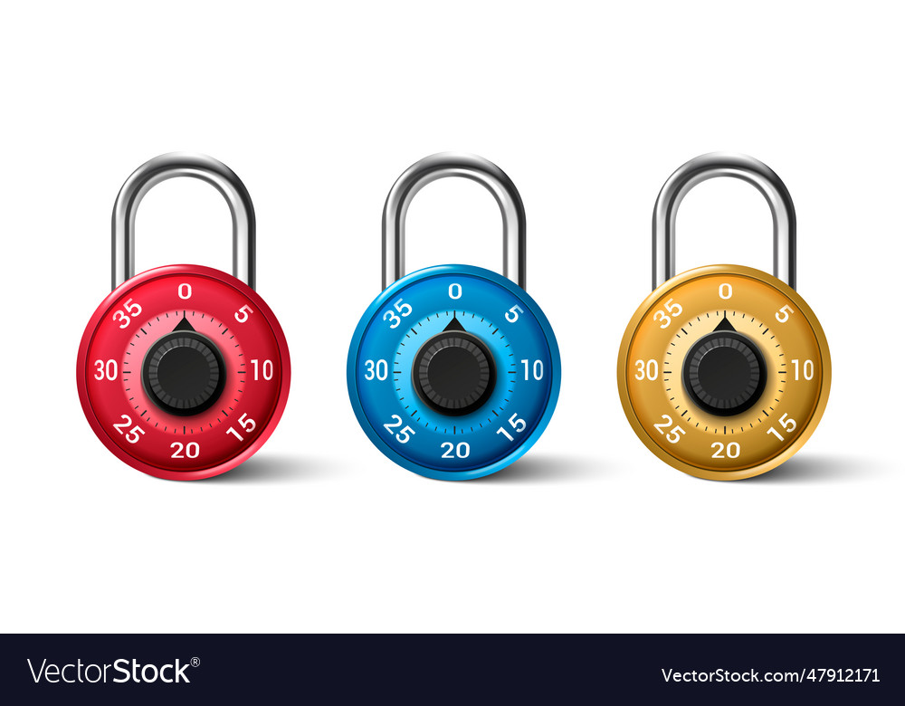Locks realistic set Royalty Free Vector Image - VectorStock
