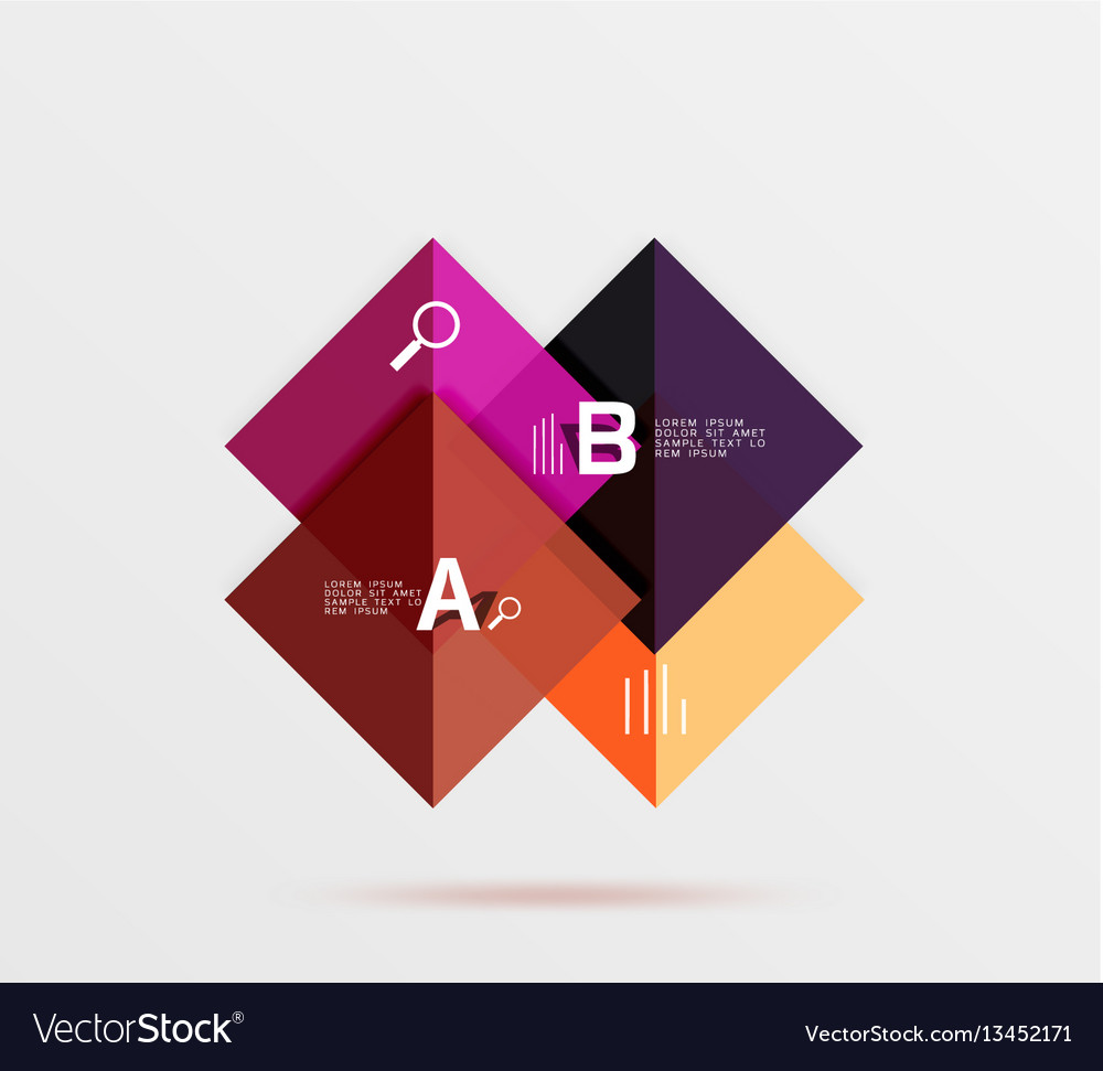 Overlapping square infographics Royalty Free Vector Image