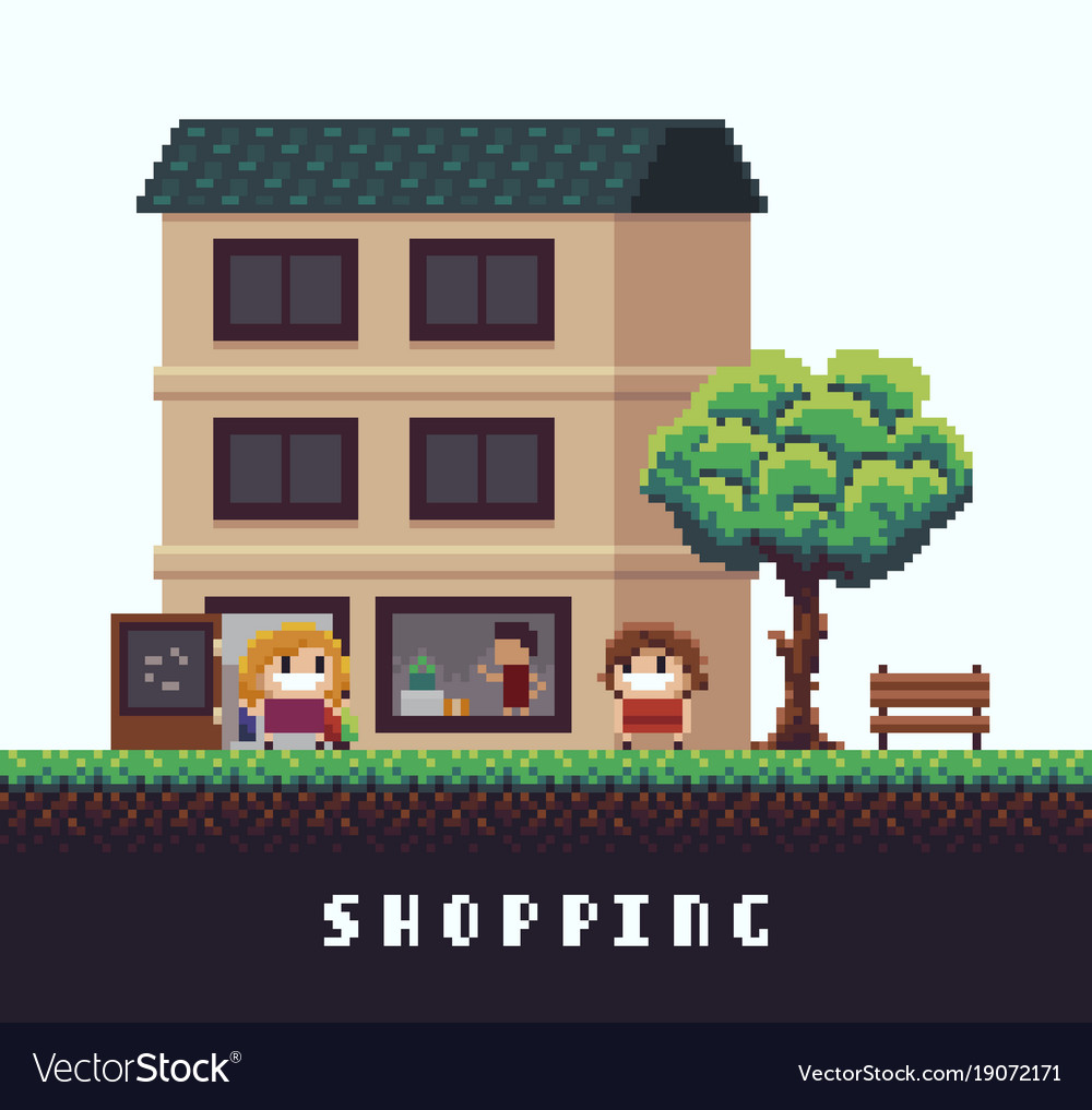 Pixel shopping Royalty Free Vector Image - VectorStock