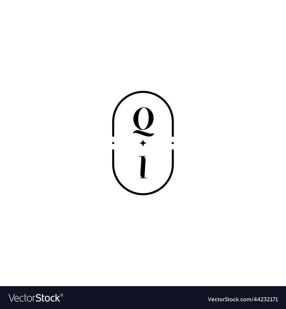 Qi simple wedding logo initial concept with high Vector Image