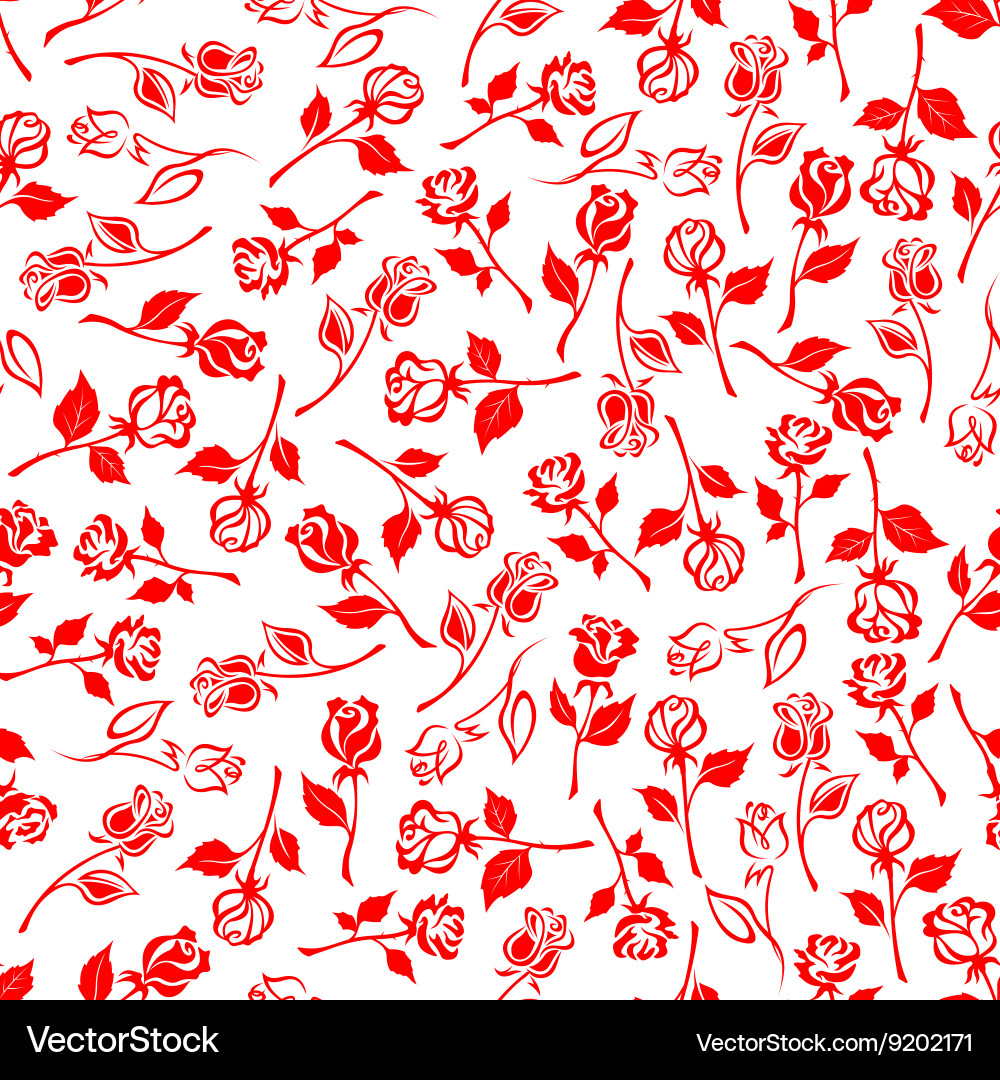Seamless floral pattern of red rose flowers Vector Image