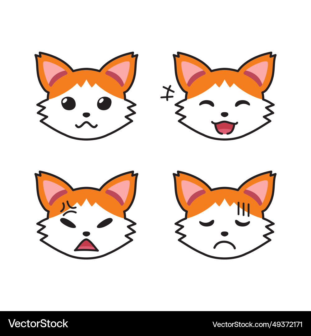 Set of cat faces showing different emotions Vector Image
