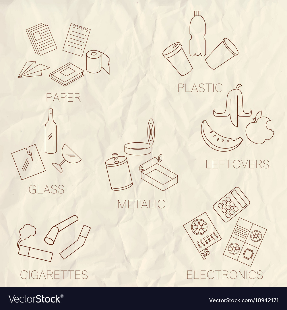 Set separate garbage icons Royalty Free Vector Image