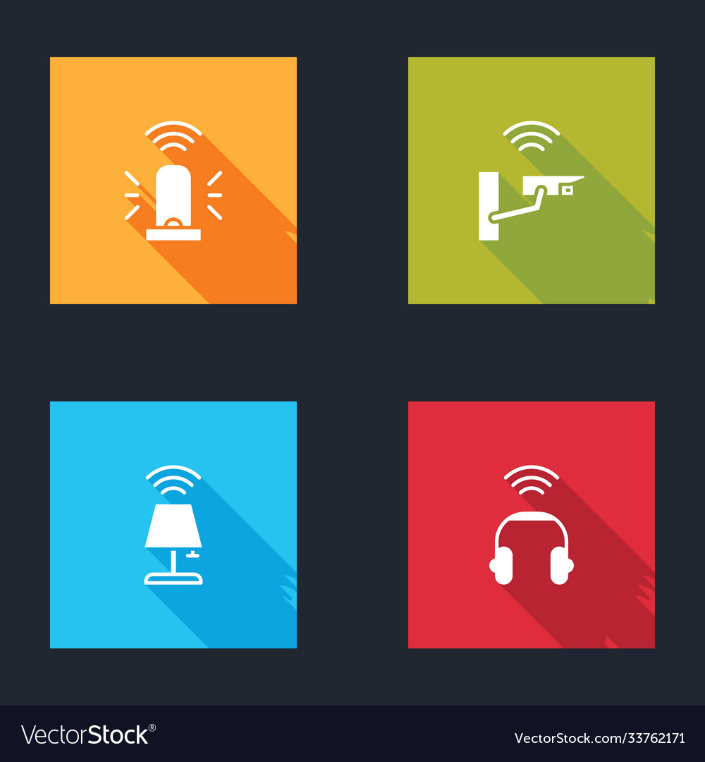 Set smart flasher siren security camera table Vector Image