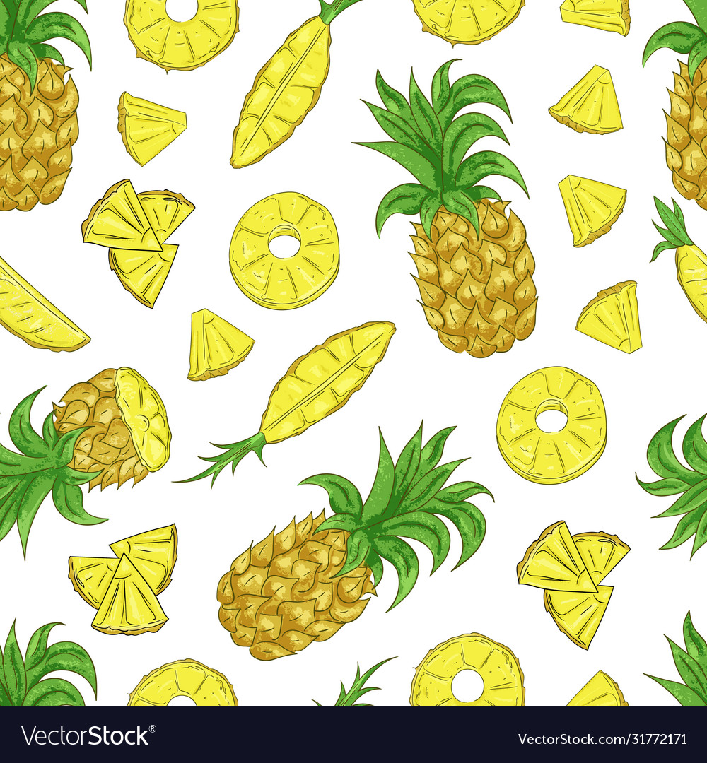 Tropical ananas pineapple fruit seamless pattern Vector Image