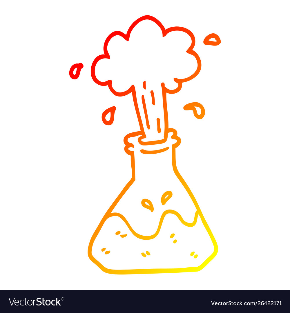 Warm gradient line drawing cartoon exploding Vector Image