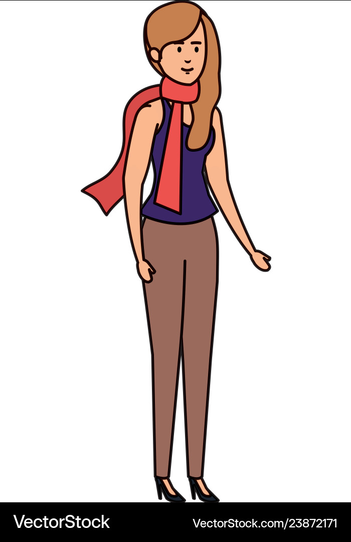 Woman with christmas scarf Royalty Free Vector Image