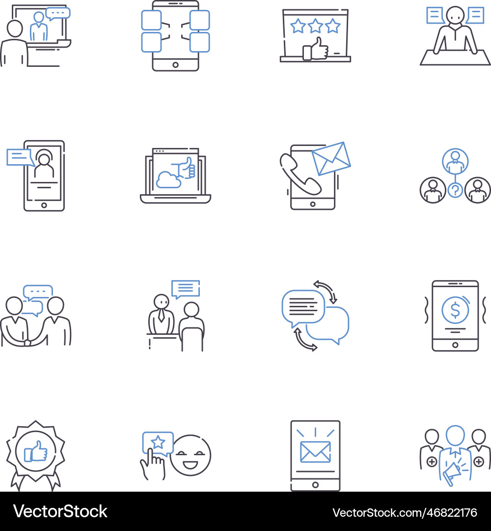Adjudications line icons collection rulings Vector Image