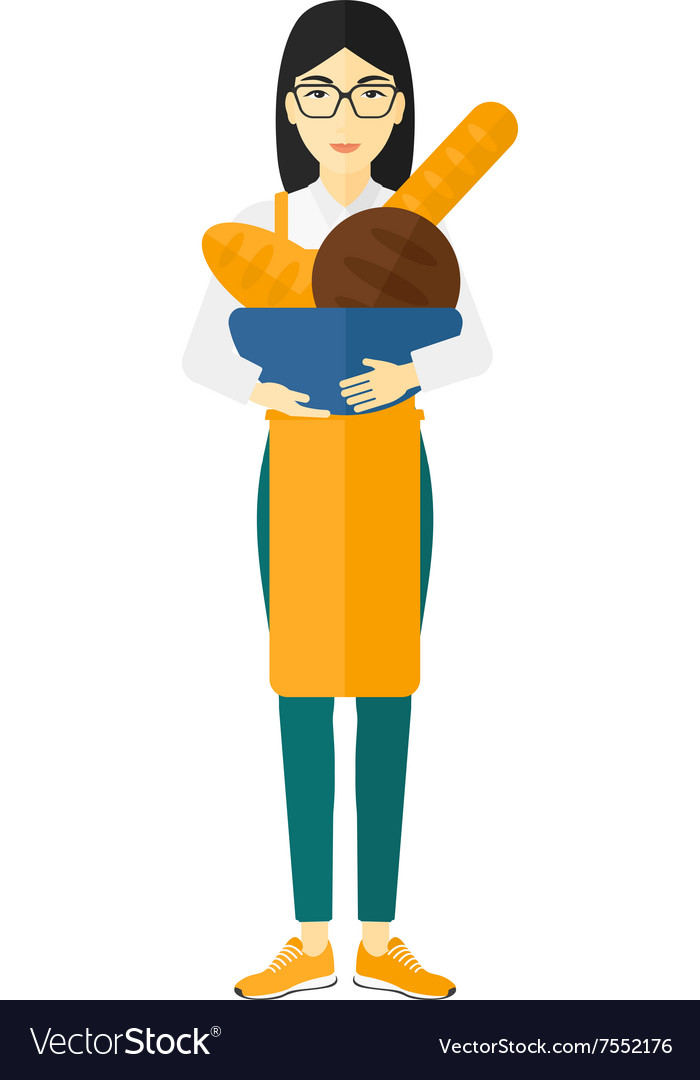 Bakery owner with bread Royalty Free Vector Image