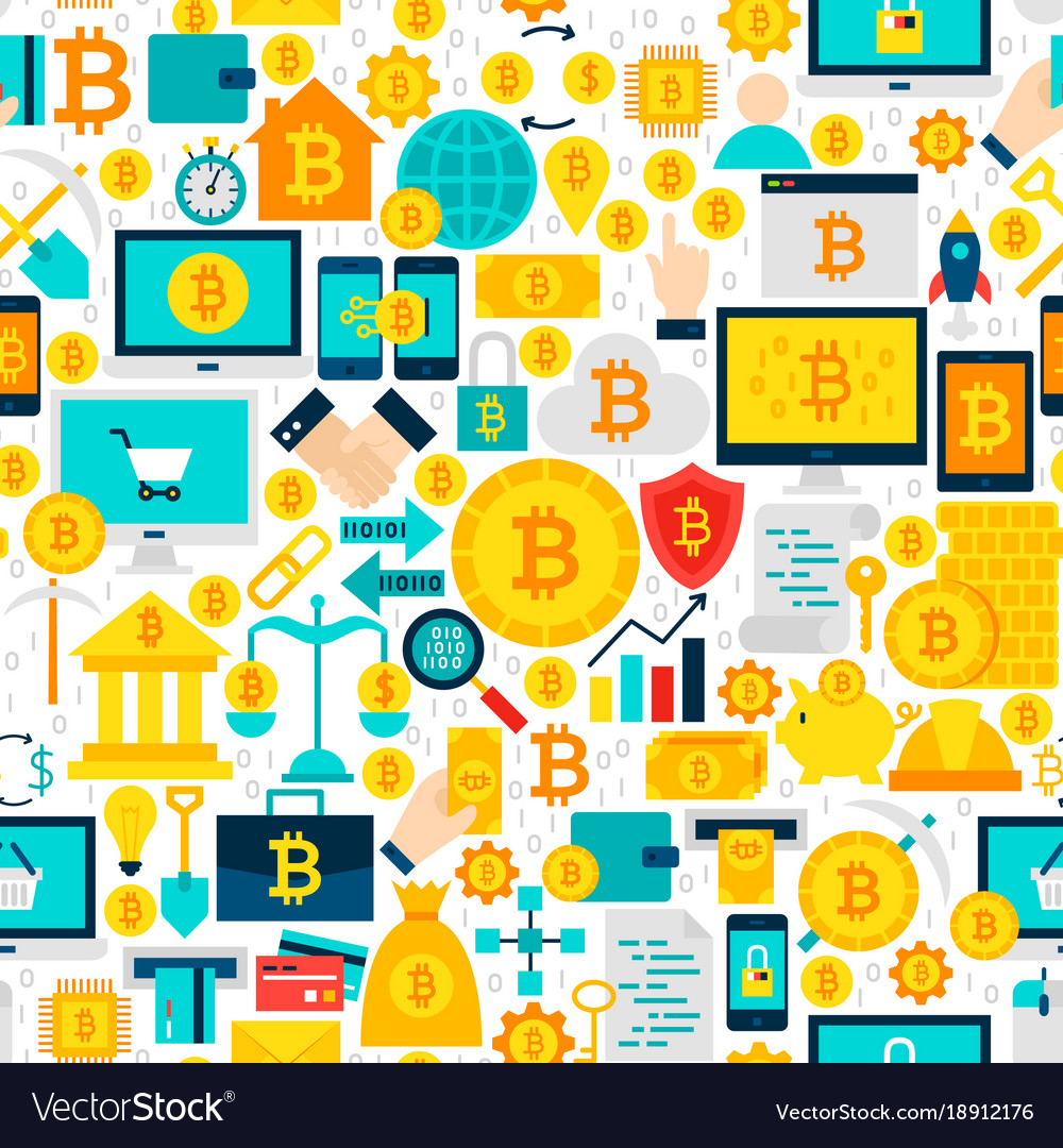 Bitcoin seamless pattern Royalty Free Vector Image