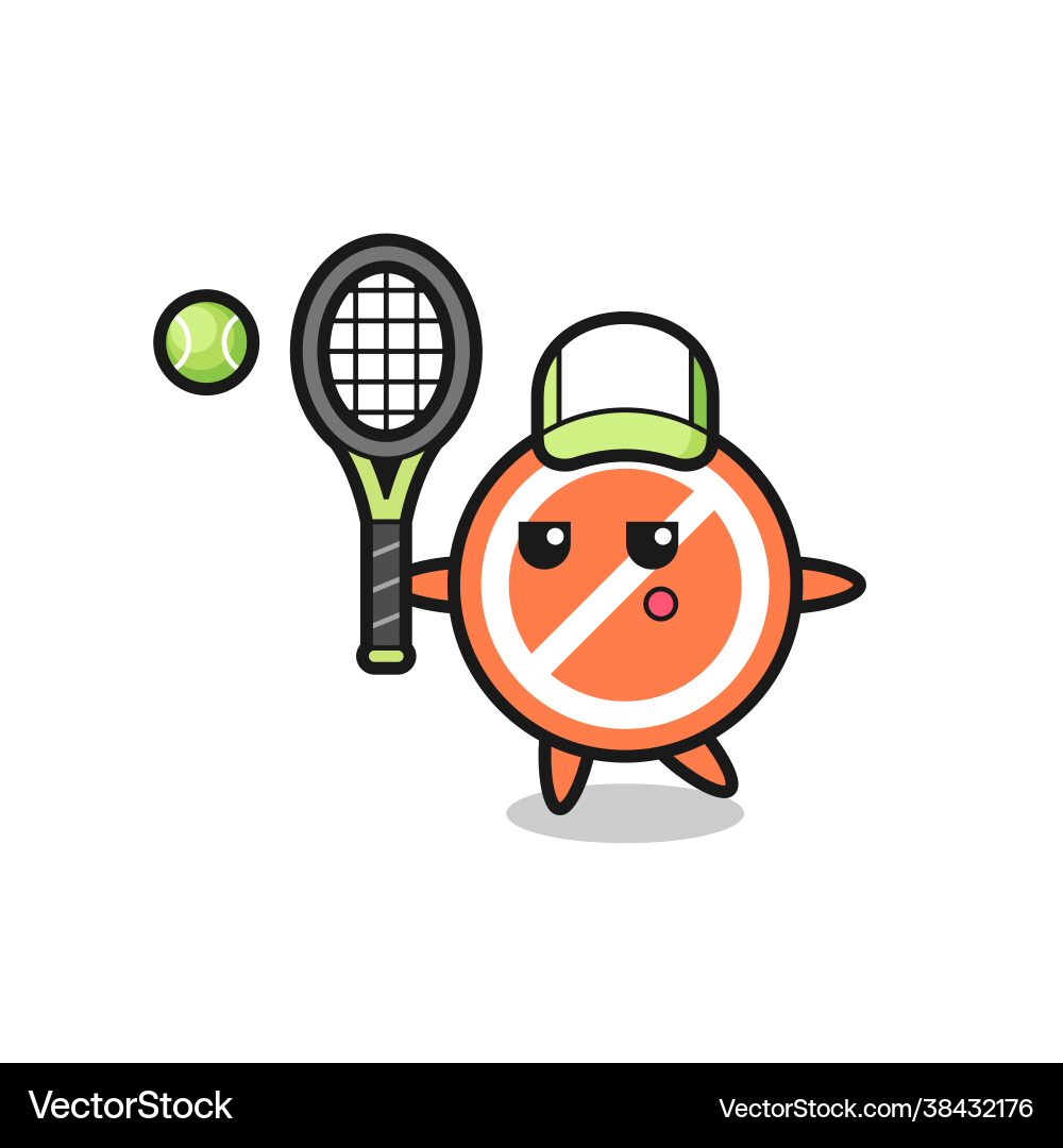 Cartoon character stop sign as a tennis player Vector Image