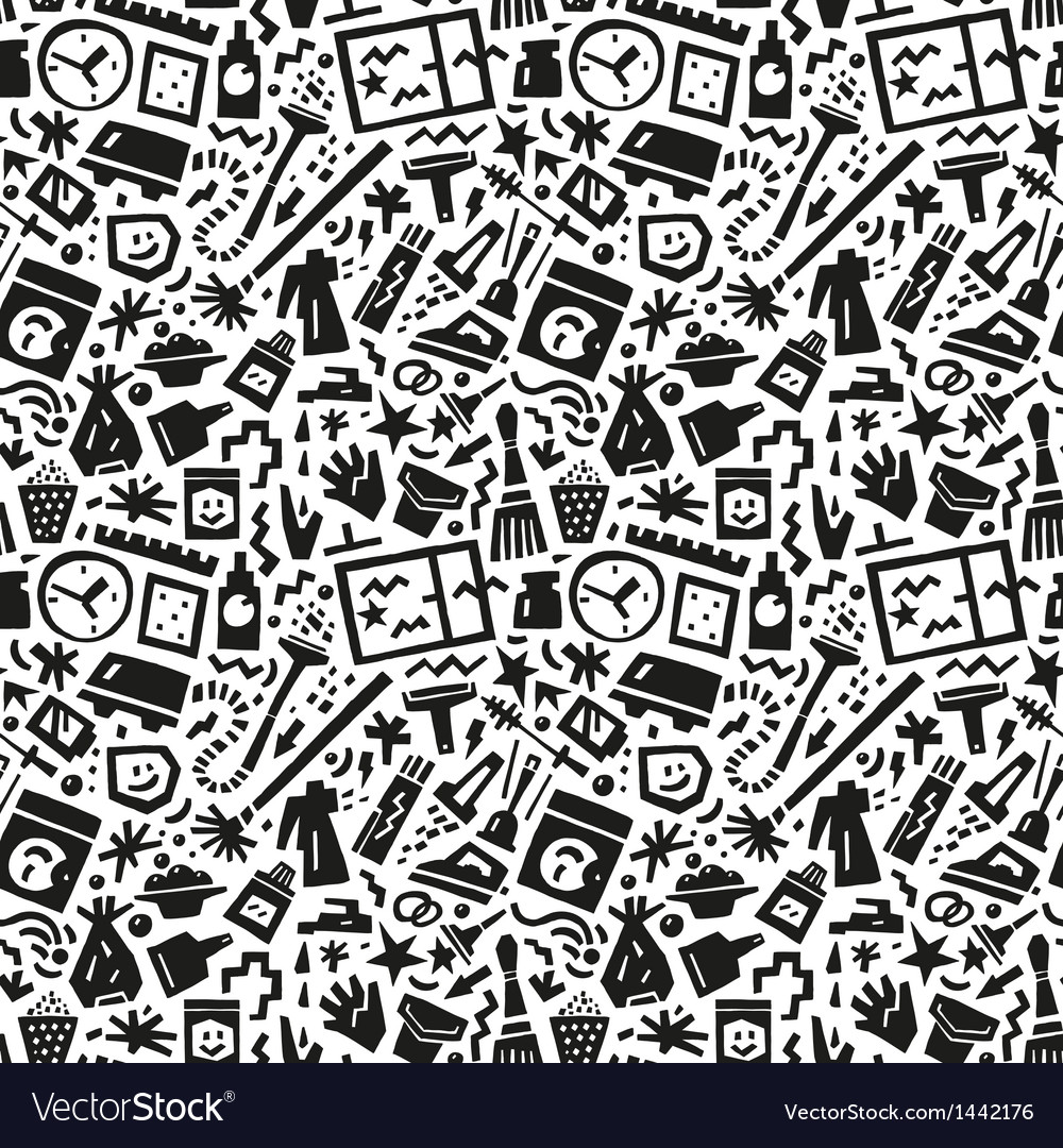 Cleaning tools seamless background Royalty Free Vector Image