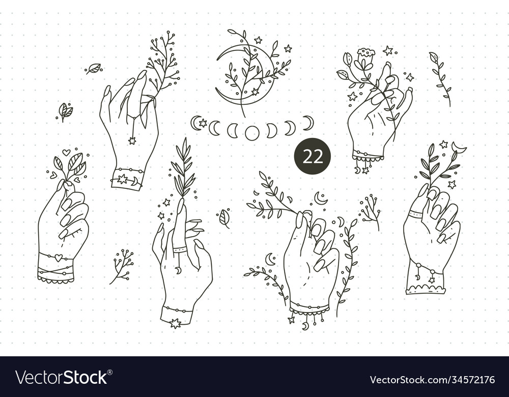 Collection hand drawn hand set Royalty Free Vector Image