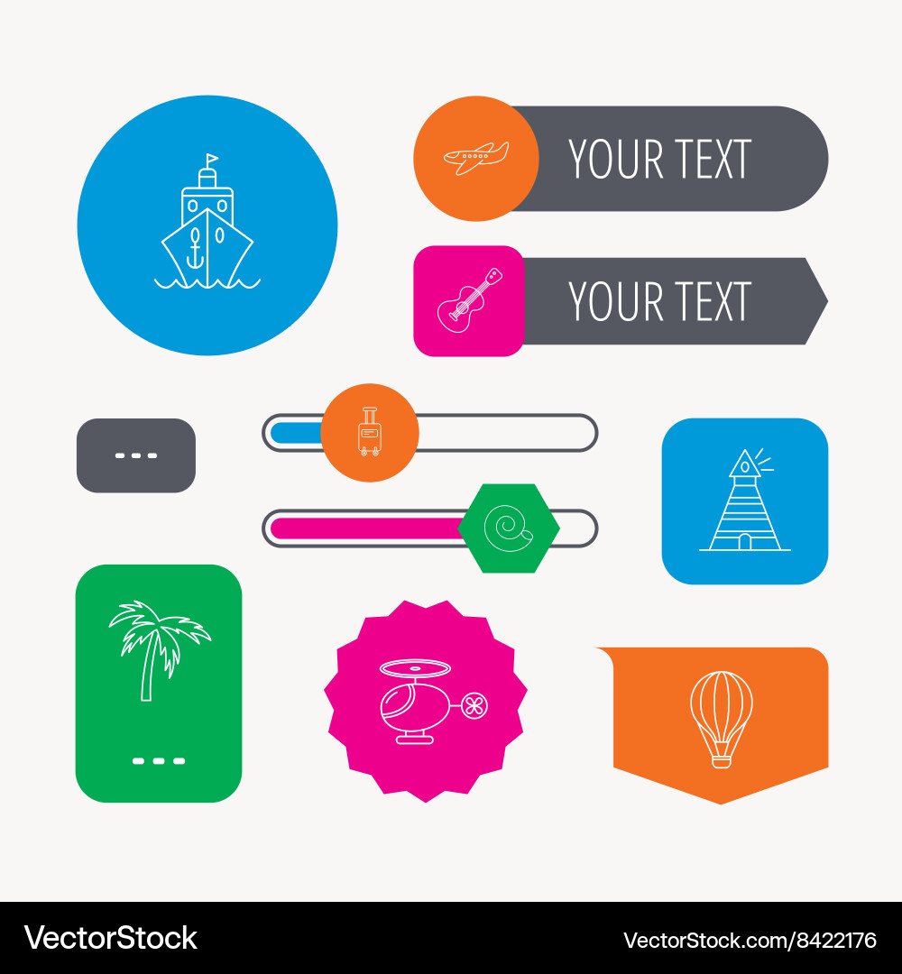Cruise airplane and helicopter icons Royalty Free Vector