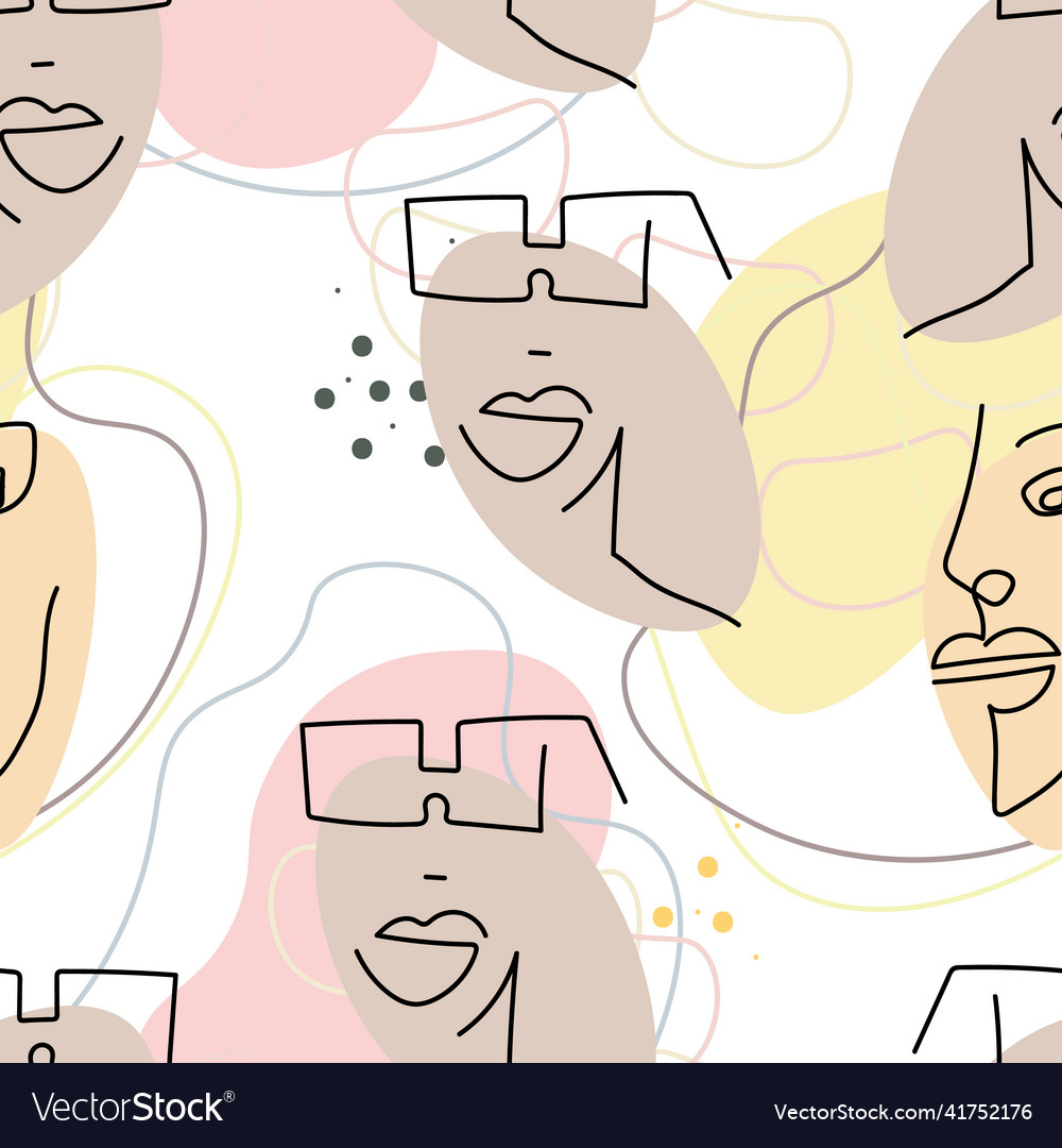 Face line pattern abstract drawing seamless print Vector Image