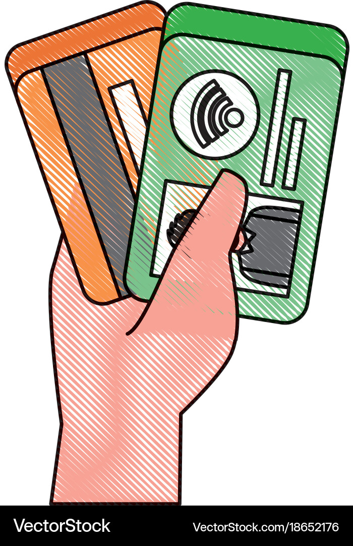 Hand holding credit card and id card payment Vector Image