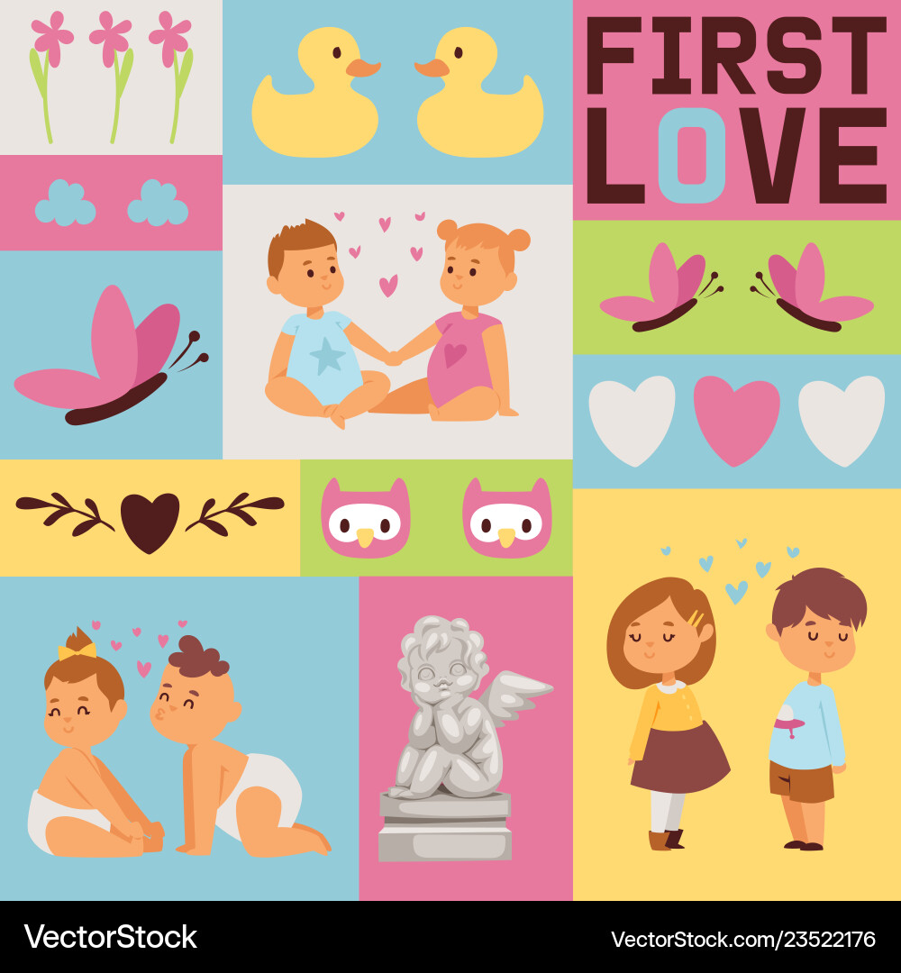 Kids seamless pattern children girl boy Royalty Free Vector