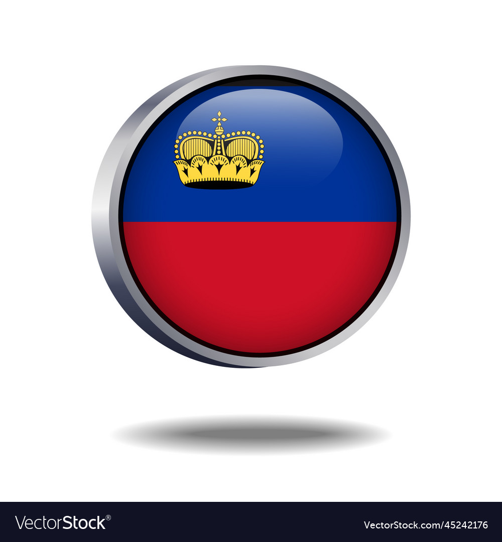 Liechtenstein flag button Royalty Free Vector Image