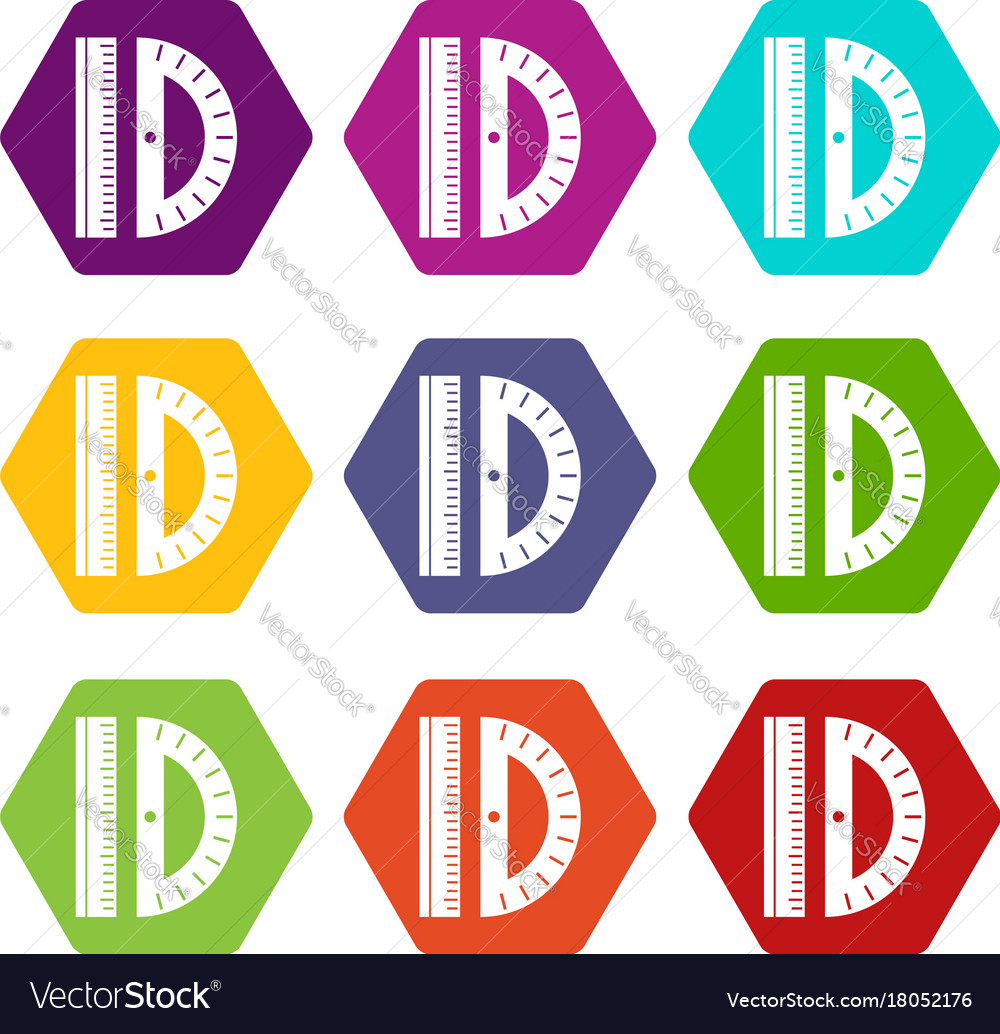 Line icon set color hexahedron Royalty Free Vector Image